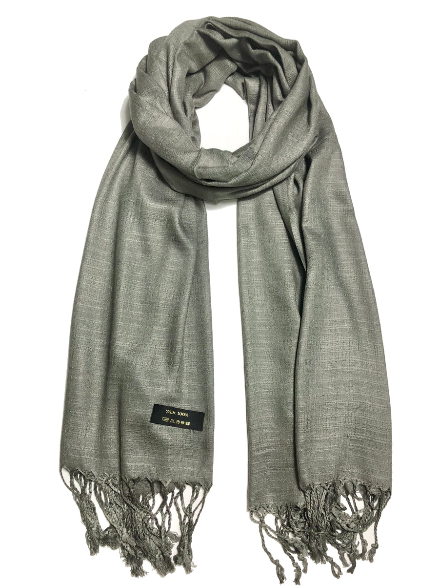 Smoke Raw Thai silk Scarf